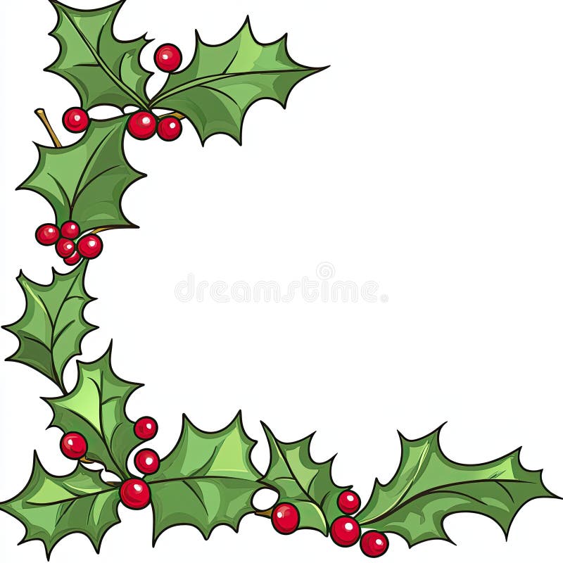 Holly Berry Corner Frame stock illustration. Illustration of ...