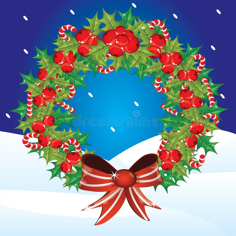 Holly berry wreath stock vector. Illustration of landscape - 16743722