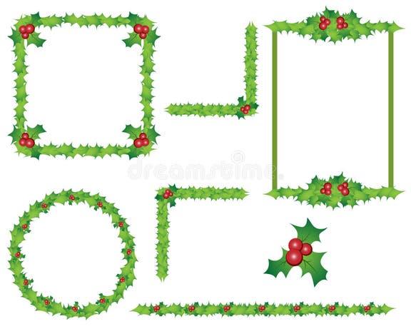 Holly border frames stock vector. Illustration of festivity - 16306071