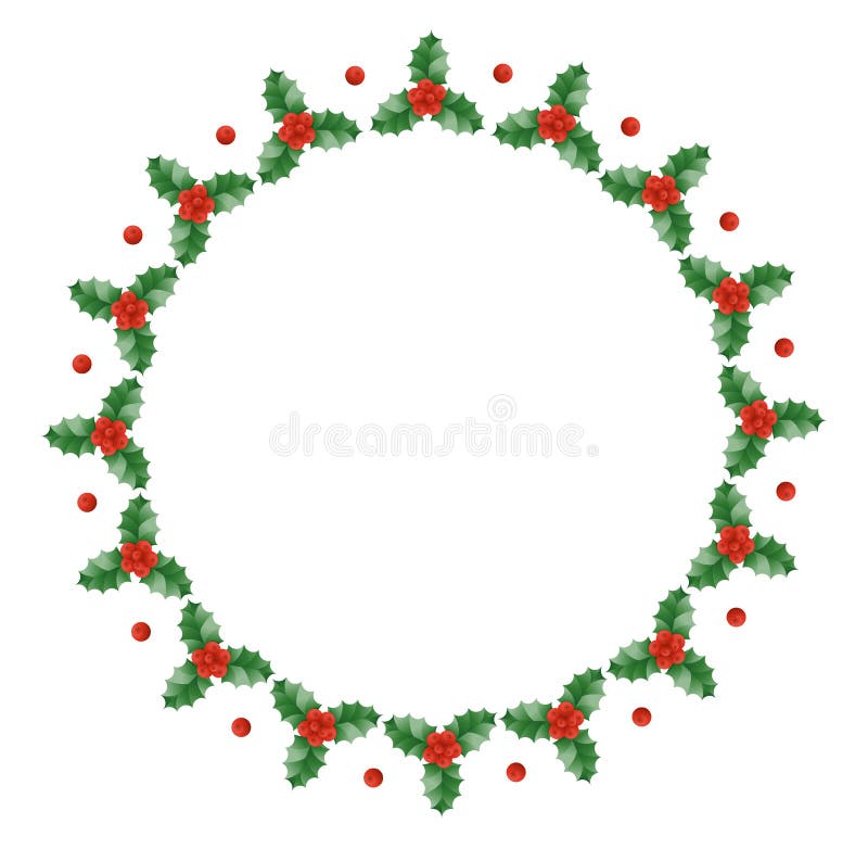 Holly Christmas Border With Green Leaves And Red Berries Christmas