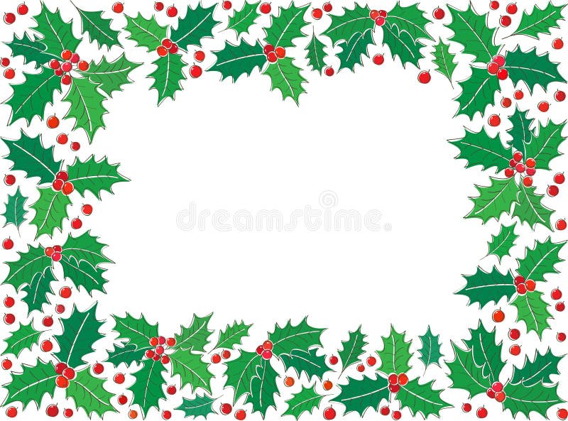 Holly Christmas Symbol Rectangle Frame Stock Vector - Illustration of ...