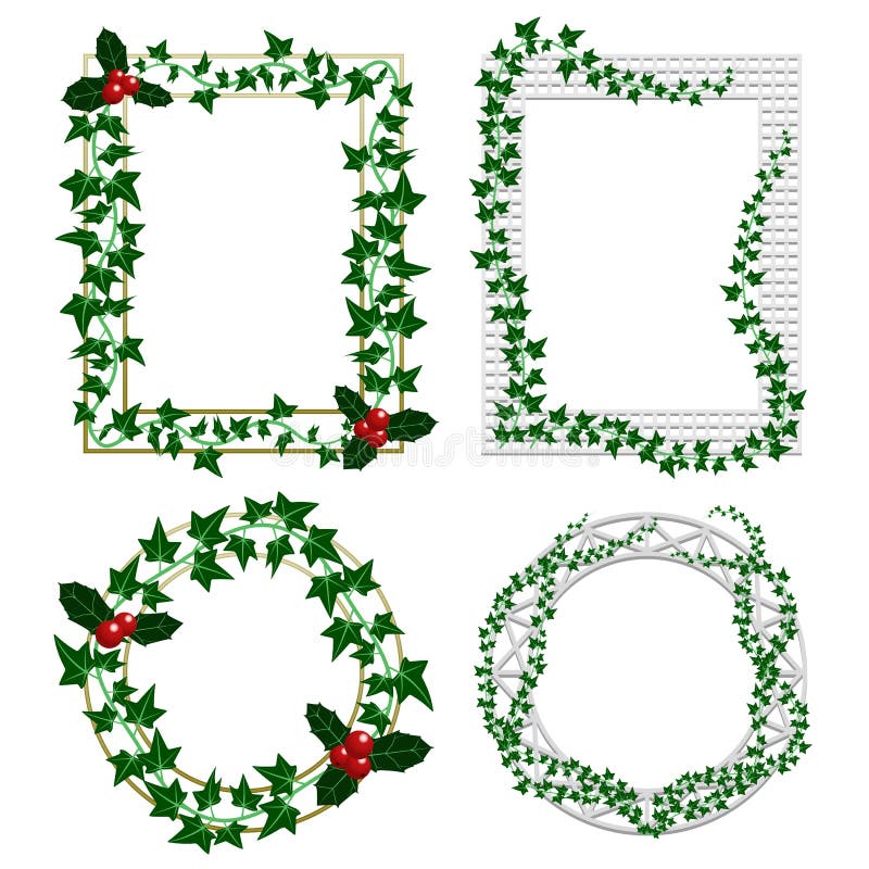 Holly and ivy frames stock vector. Illustration of xmas - 10642579