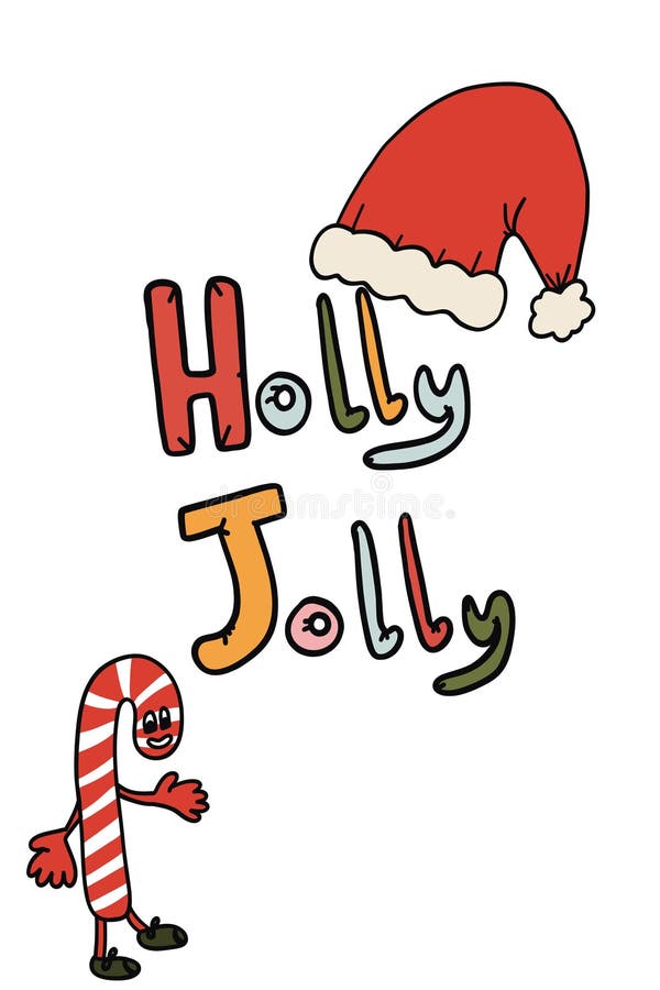 Holly Jolly Vibes Card Christmas Candy and Hat Stock Vector ...