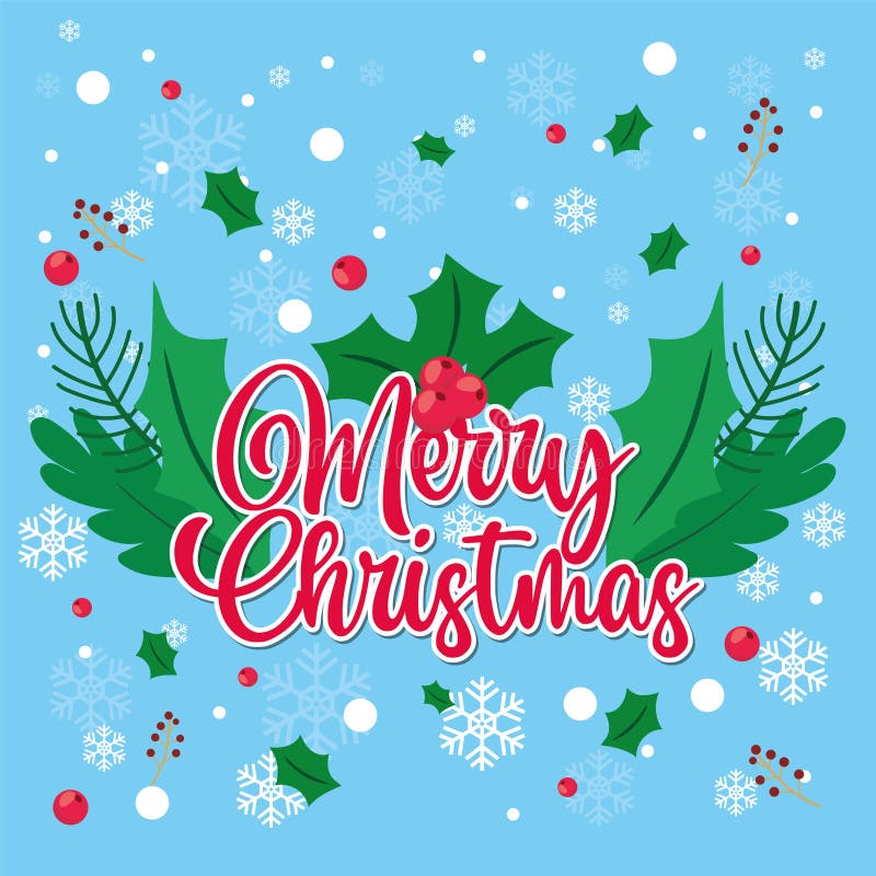 Holly Leaves and Greeting Text. Vector Stock Vector - Illustration of ...