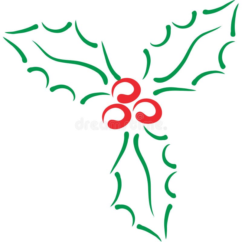 Holly line art stock illustration. Illustration of xmas - 336029