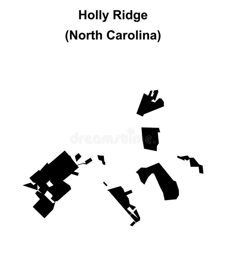 Holly Ridge outline map stock vector. Illustration of area - 387543845