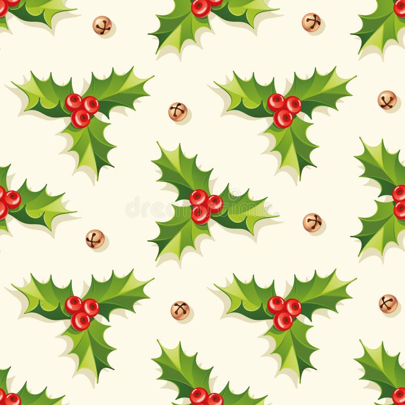 Holly Seamless Background stock vector. Illustration of greeting - 46725213