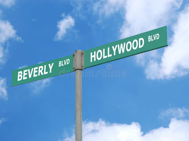 Hollywood and Beverly Blvd Signpost Stock Image - Image of california ...
