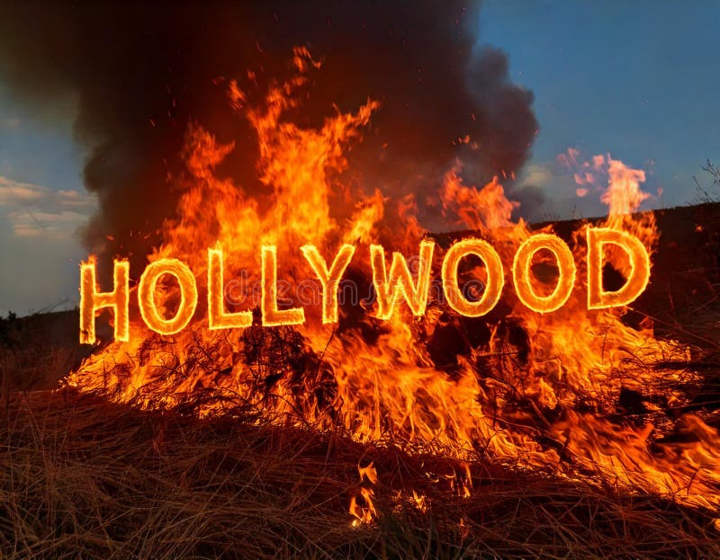 Hollywood Fire Flames Writing Hill Burn Panorama Landscape Devastation ...