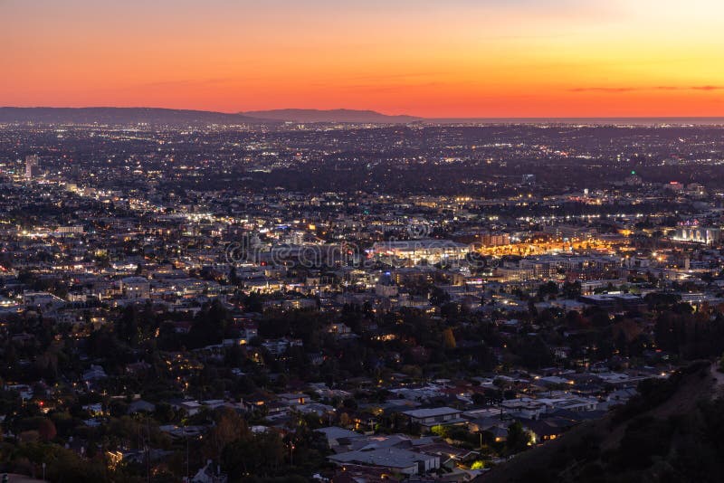 Hollywood Los Angeles at Sunset Stock Photo - Image of city, sunset ...