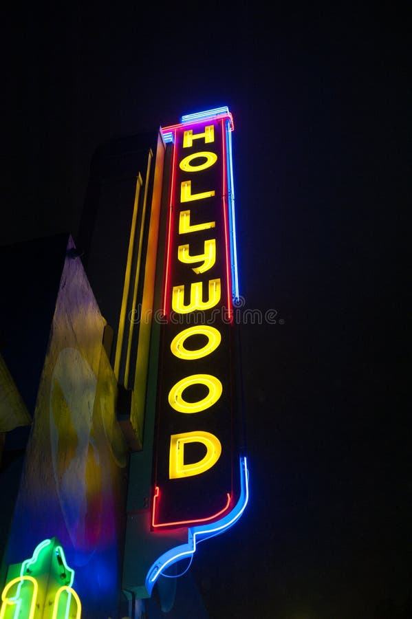 Hollywood neon sign stock image. Image of movies, celebrity - 28030417