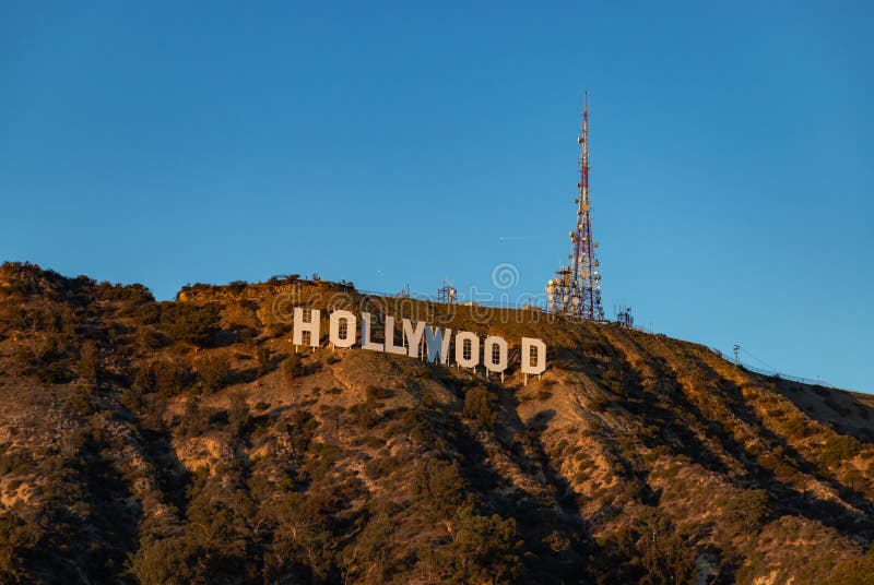Hollywood Sign at Sunset editorial photo. Image of letters - 269441986