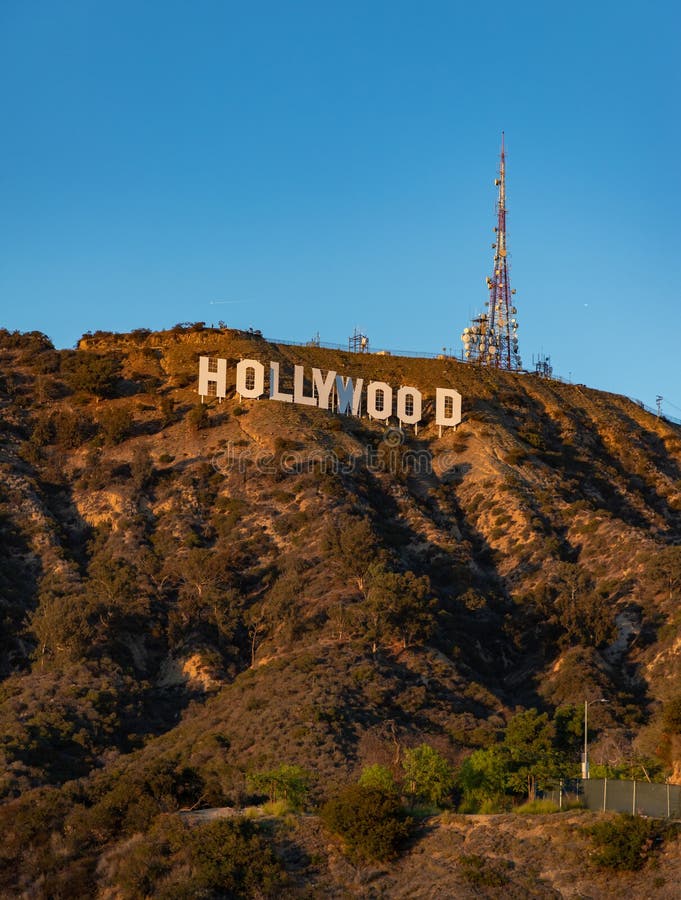 Hollywood Sign at Sunset editorial stock photo. Image of angeles ...