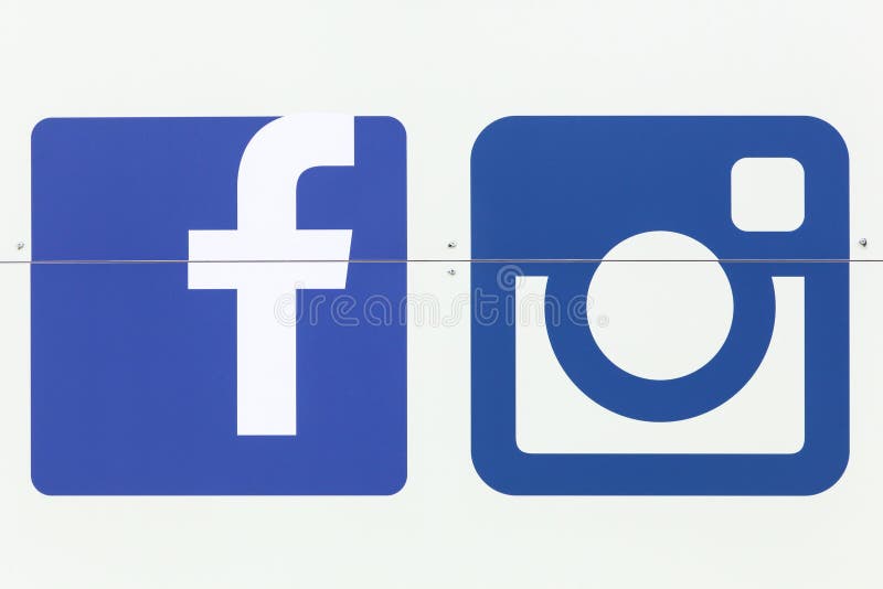Facebook Logo and Instagram Logo on a Wall Editorial Stock Image ...