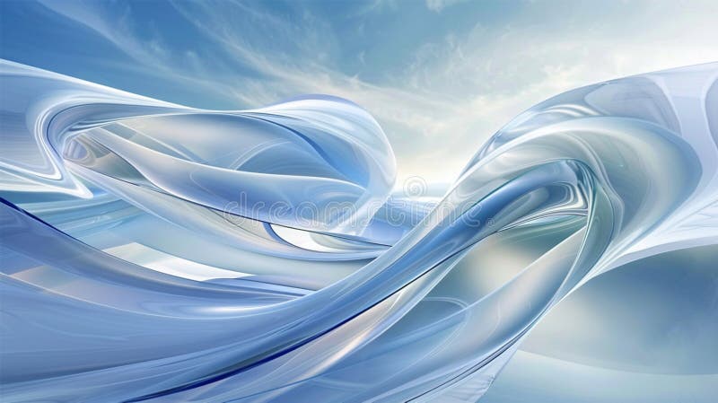 Holo Abstract 3D Shapes, Abstract Flowing Blue and White Curves ...