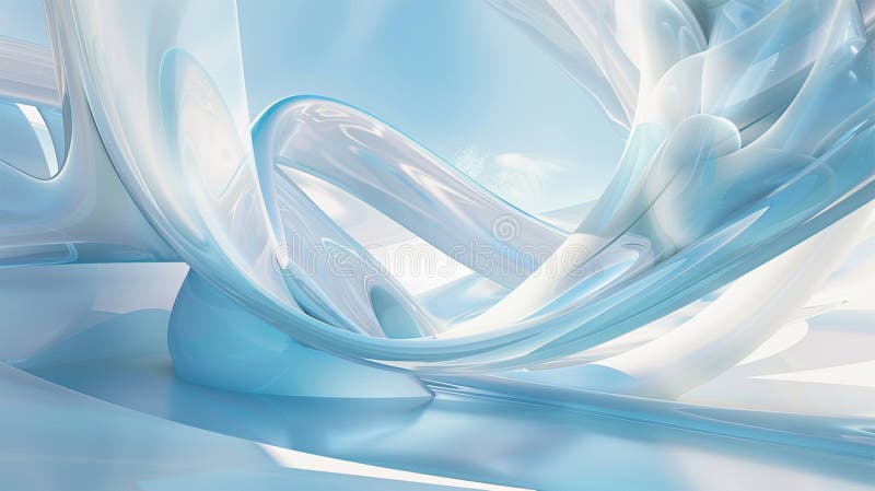 Holo Abstract 3D Shapes, Abstract Flowing Blue and White Curves ...