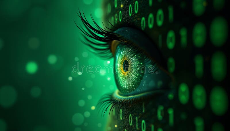 Holo of Artificial Human Eye Closeup, Augmented Cyber Reality and ...