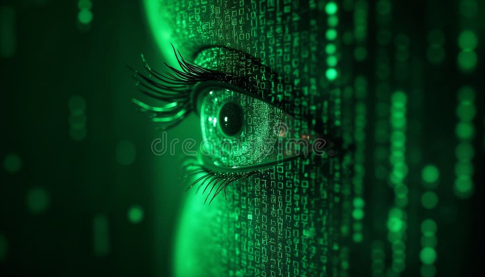 Holo of Artificial Human Eye Closeup, Augmented Cyber Reality and ...
