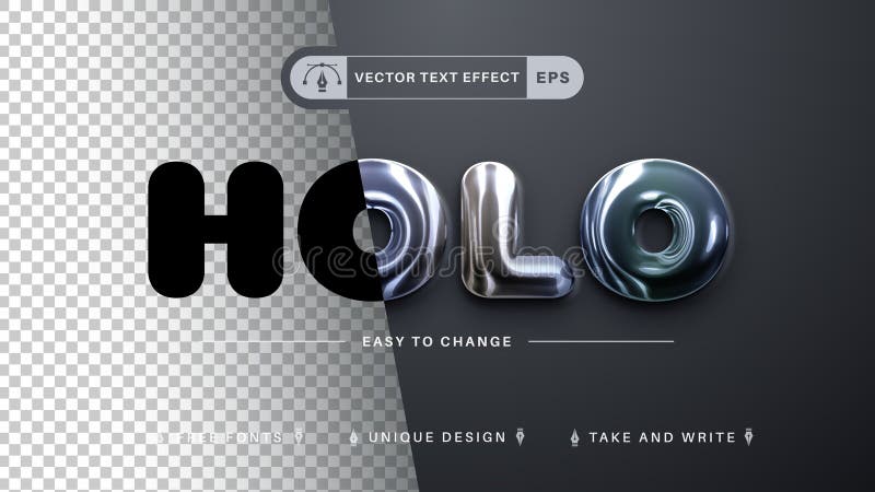 Holo - Editable Text Effect, Font Style Stock Vector - Illustration of sign, holo: 321472189