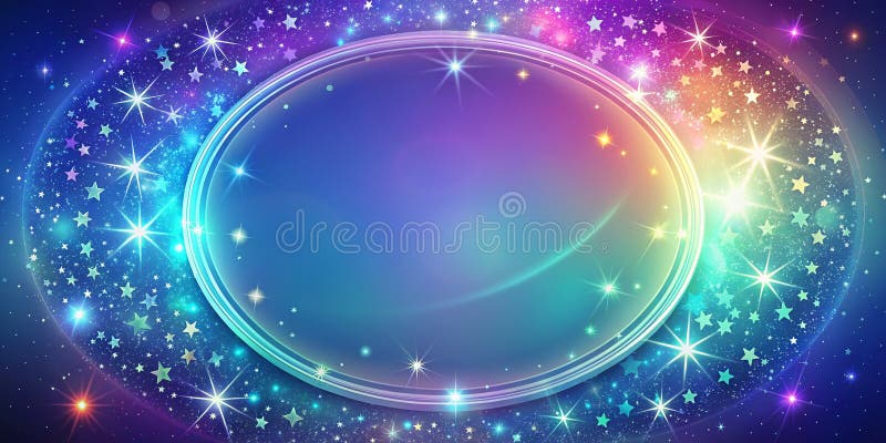 Holo Gradient Blurred Circle with Glitter Stars AI Generative Stock ...
