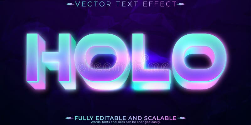 Holo Text Effect, Editable Shiny and Glowing Text Style Stock Vector ...