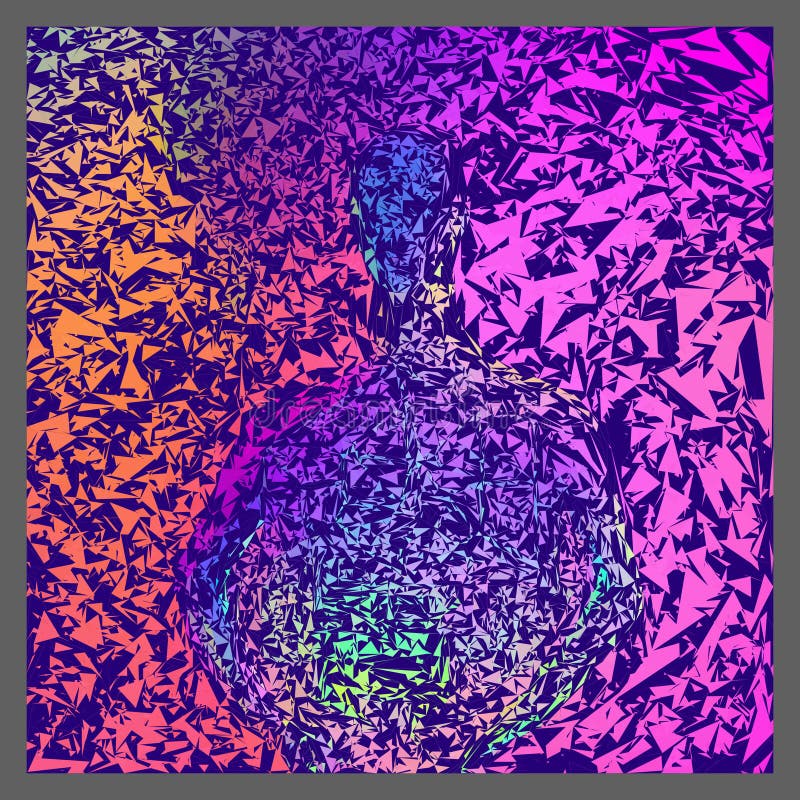 Holographic Art Abstract Forms. Polygon Mesh of Human Body on Dark ...