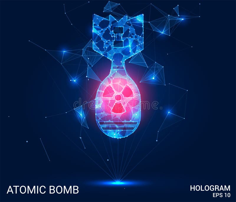 Hologram of an Atomic Bomb. an Atomic Bomb Made of Polygons, Triangles ...