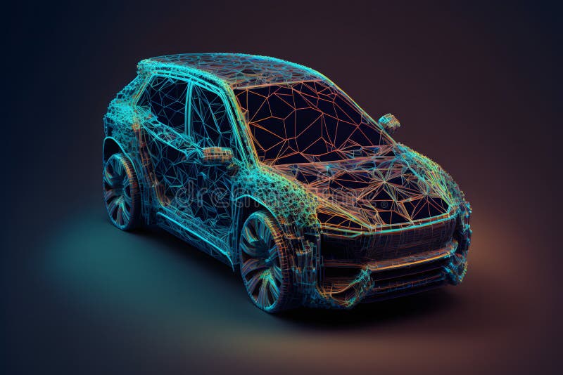 Hologram Auto, Created with Generative AI Technology Stock Illustration ...