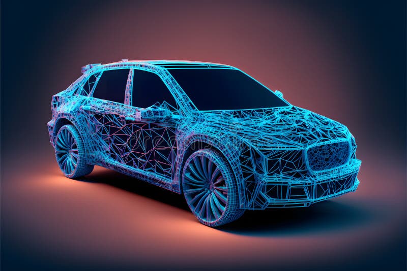 Hologram Auto, Created with Generative AI Technology Stock Illustration ...