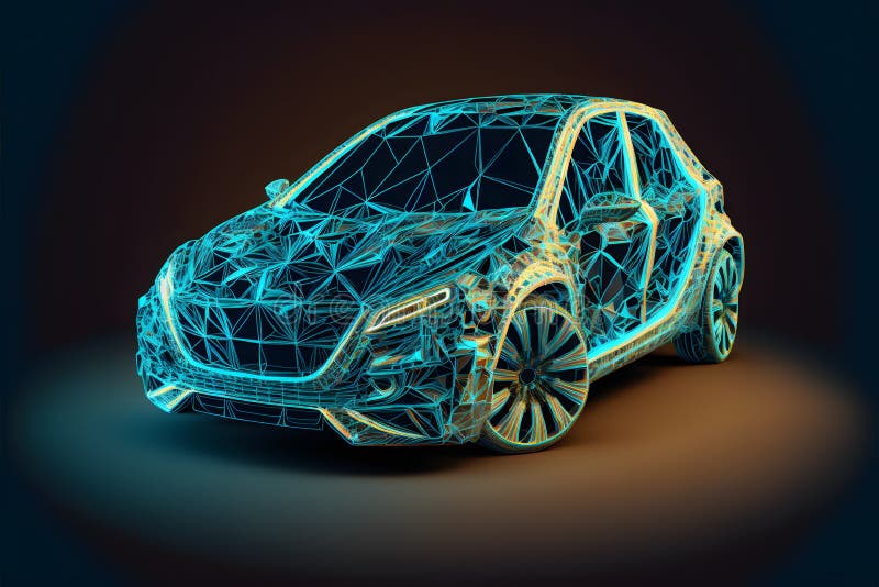 Hologram Auto, Created with Generative AI Technology Stock Illustration ...