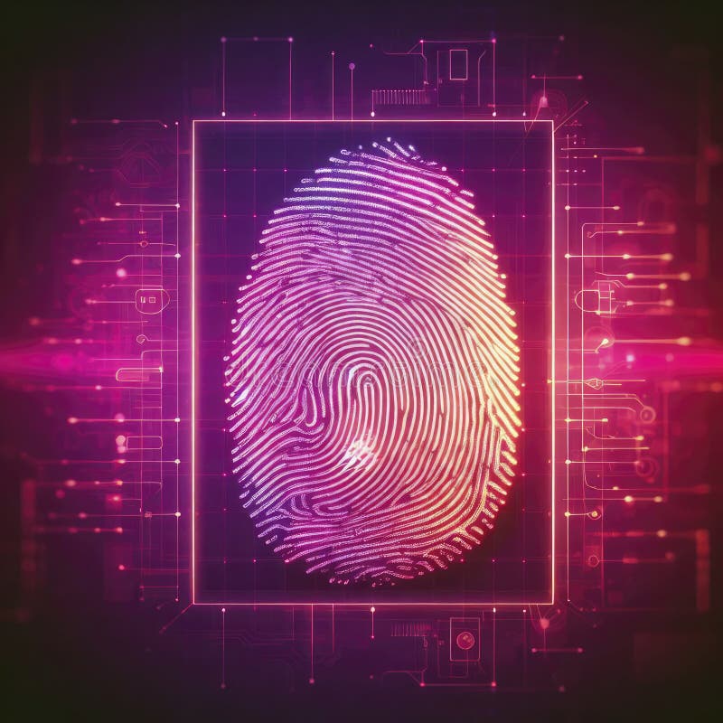 Hologram Biometric Data Fingerprint. Ai Generative Stock Illustration ...