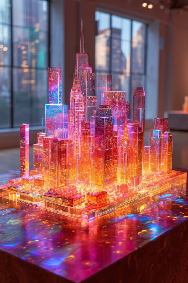 A Hologram of the Buildings of a Large City on the Table. the Concept ...