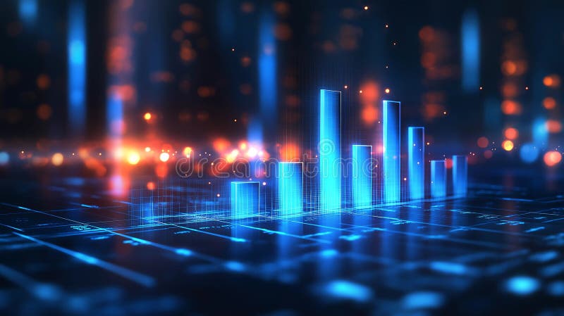 Future Data Analytics: High-Tech Hologram Charts Stock Illustration ...