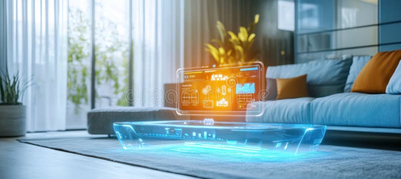 Hologram Control Panel Managing Smart Home Devices, Showcasing ...