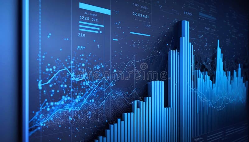 Hologram Data Graph or Chart Created with Generative AI Technology ...