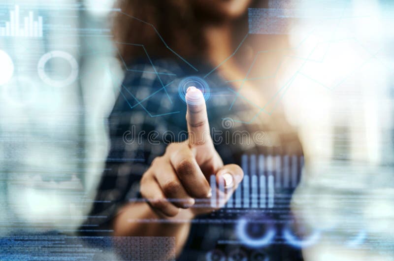 Hologram Data, Pointing and Hand of Woman on Future Dashboard, Ui ... Hologram Data, Pointing and Hand of Woman on Future Dashboard, Ui ...
