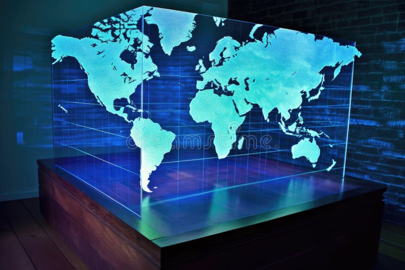 Hologram of a Detailed World Map with Real-time Data Stock Illustration ...