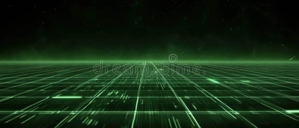 Hologram Grid Backdrop with Vibrant Data Stream in a Cinematic ...
