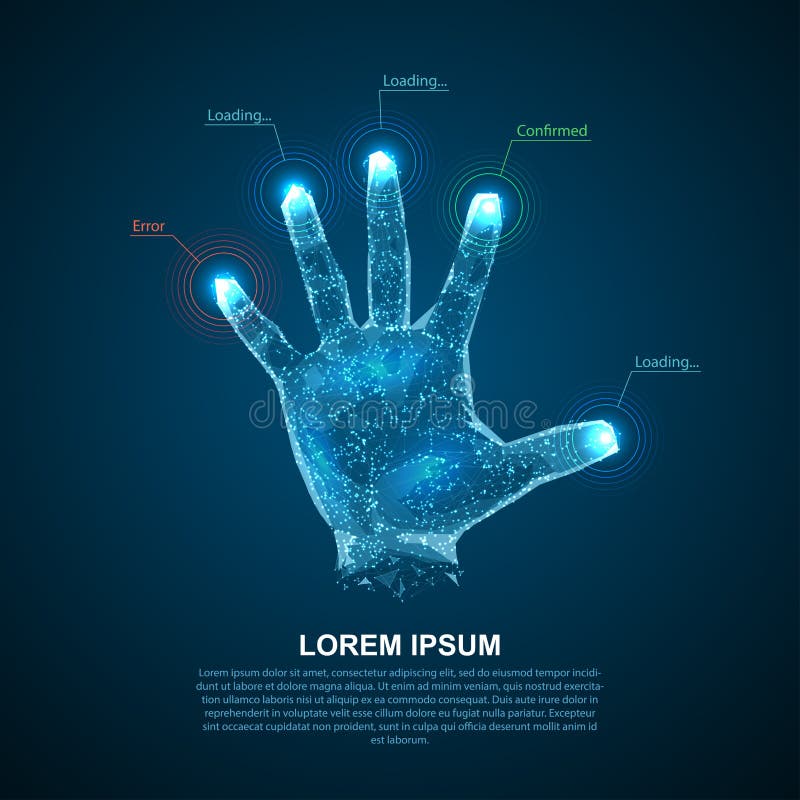 Hologram Hands of Lines and Points. Scanning Fingers. Personal ...
