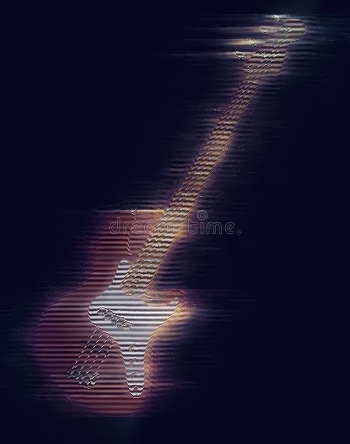 Red Bass Guitar on the Stand - Side View Stock Illustration ...