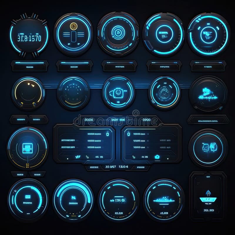 Hologram Hud Elements Ai Generated Stock Illustration - Illustration of ...