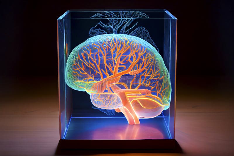 Hologram of Human Brain, Ai Illustration Stock Illustration ...