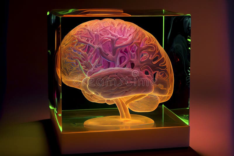 Hologram of Human Brain, Ai Illustration Stock Illustration ...