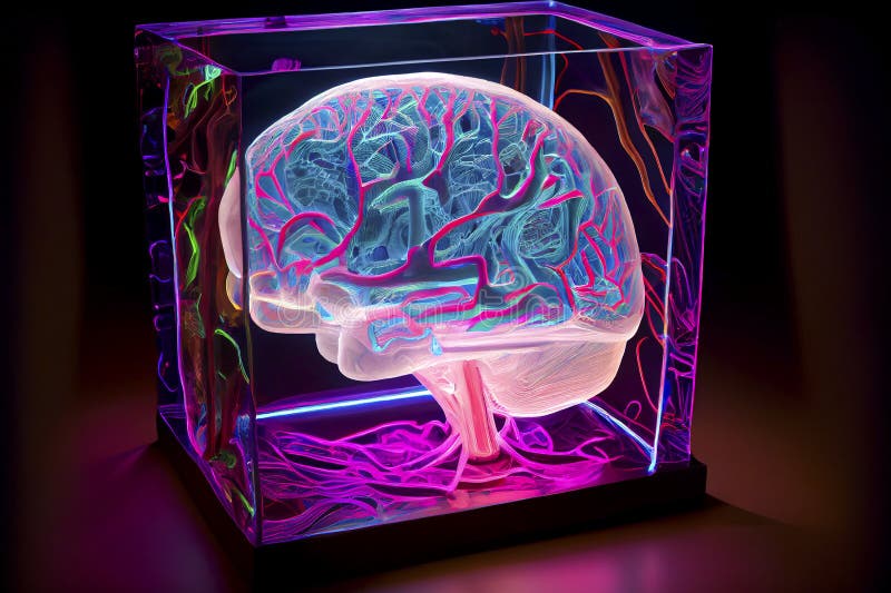 Hologram of Human Brain, Ai Illustration Stock Illustration ...
