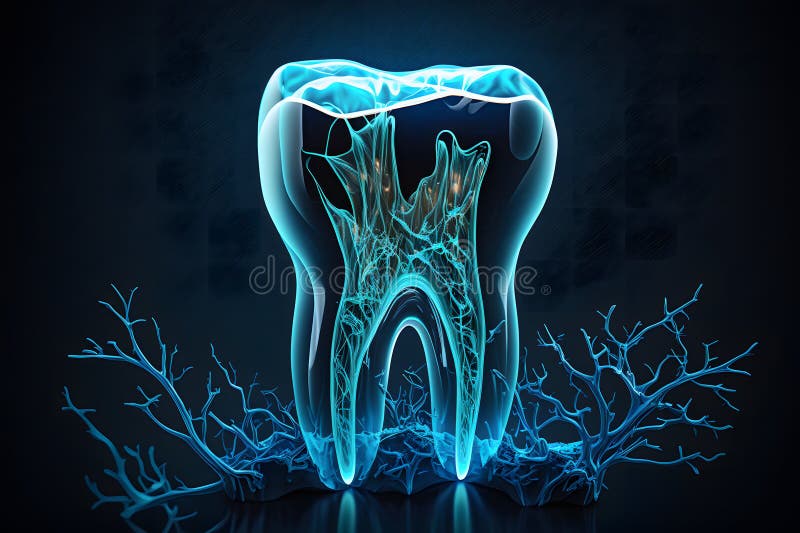 Hologram of a Human Tooth Created with Generative AI Technology Stock ...