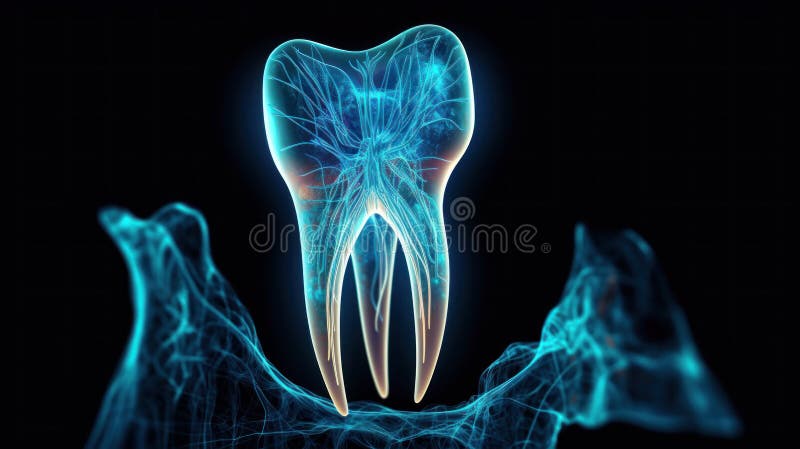 Hologram of a Human Tooth Created with Generative AI Technology Stock ...