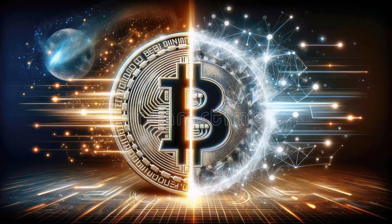 Hologram Image of Bitcoin Block Reward Reduce 50 after Halving, Bitcoin ...