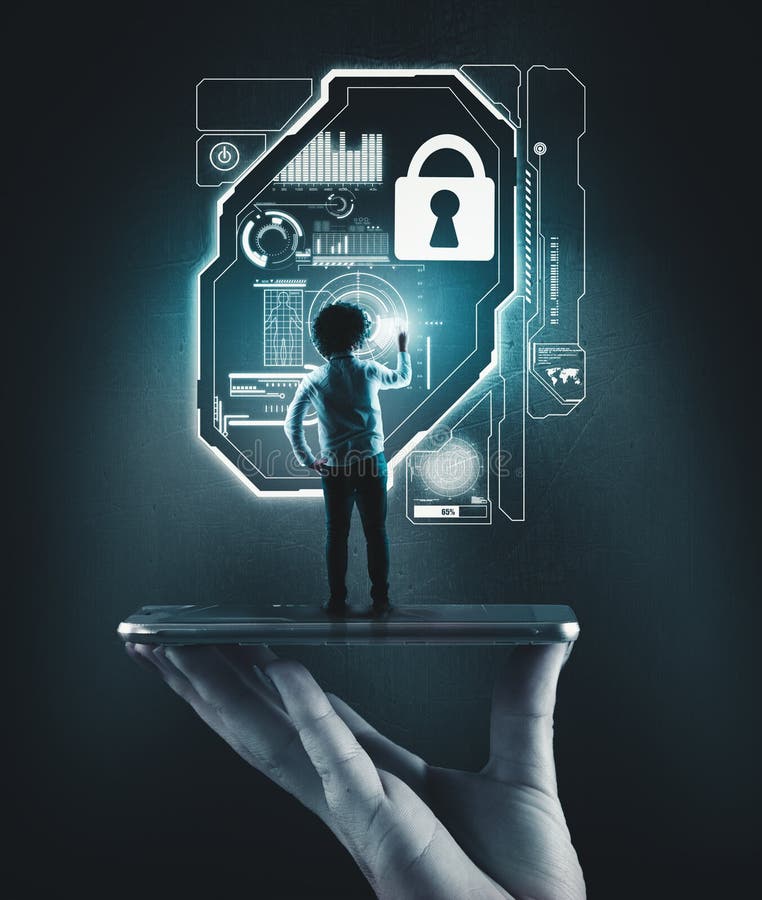 Hologram Using Digital Screen Stock Image - Image of employee, laptop ...