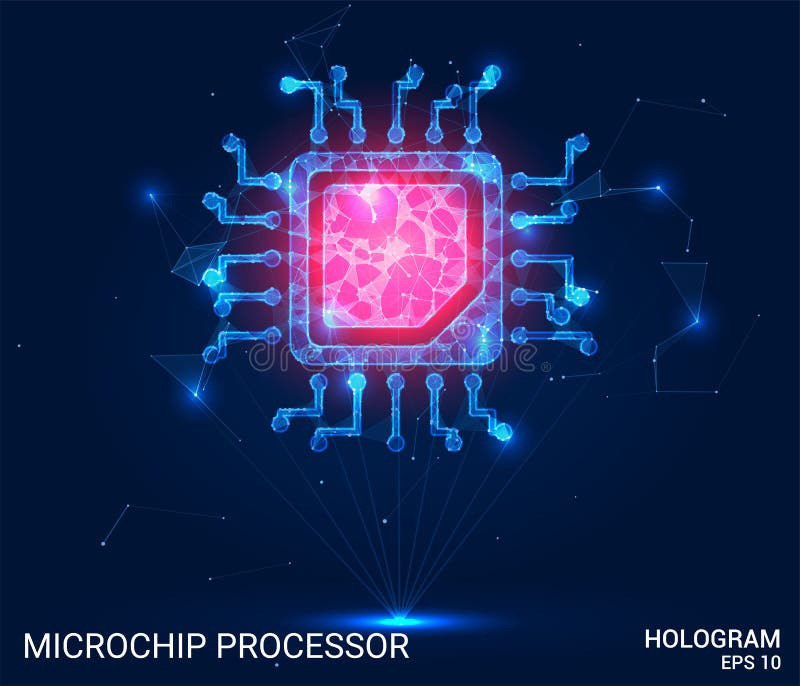 Hologram Microprocessor. the Processor Consists of Polygons, Triangles ...