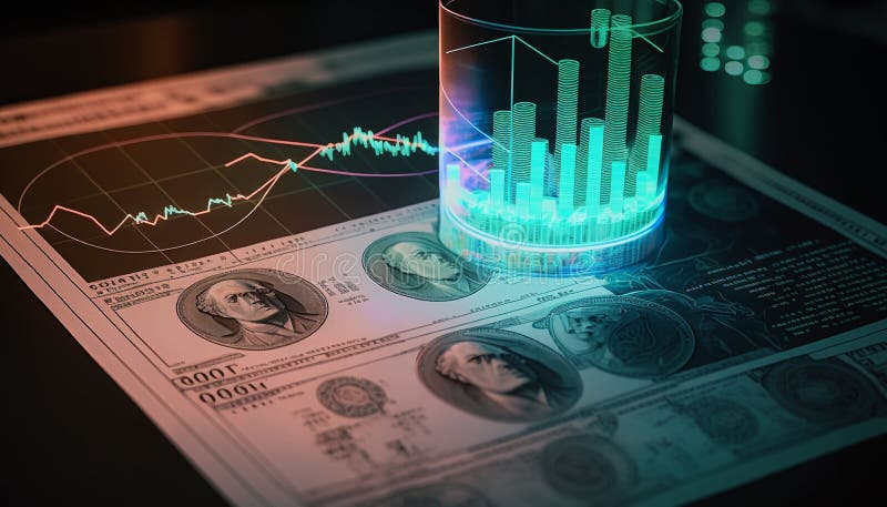 Hologram of Money, Dollar Bill with Chart and Graph Created with ...